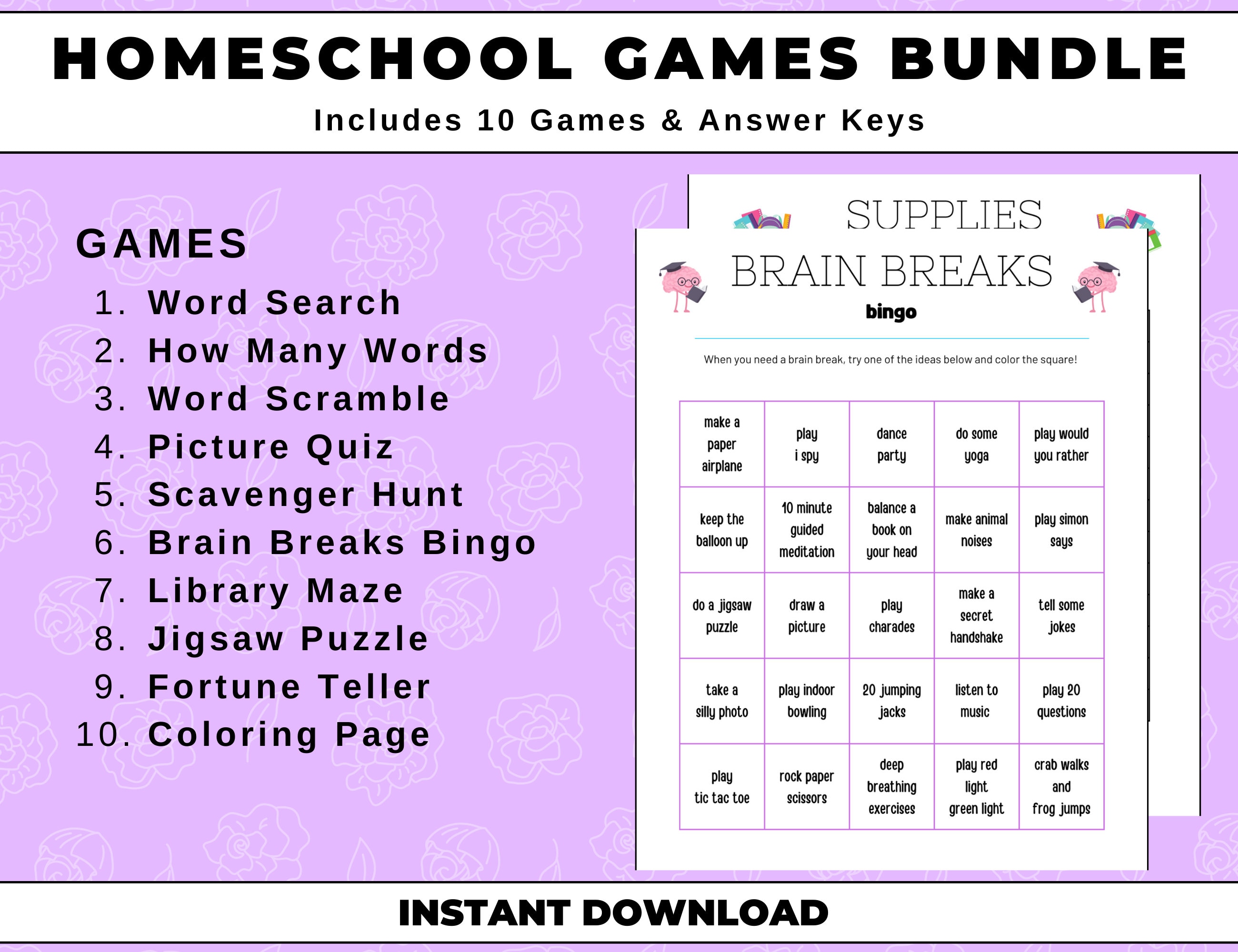 Homeschool Activities Games Printable Bundle, Classroom, Family - Etsy