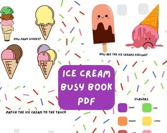 Printable Ice Cream Preschool Packet Busy Book Tracing & I Spy Game ...