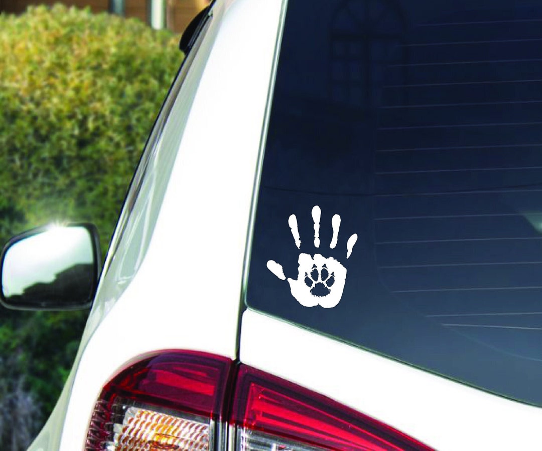 Dog Lover Paw Print Hand Print Sticker Decal - You Choose Color and ...