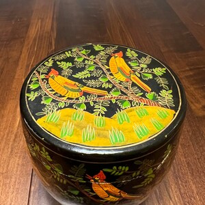 Vintage Kashmir Paper Mache Tobacco/ Trinket Jar Lacquer Handpainted ...