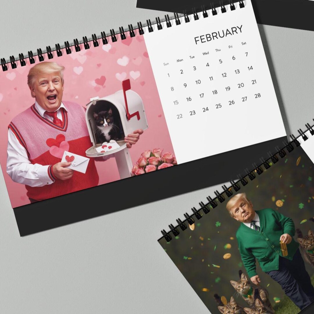 Hilarious Trump Desktop Calendar 2026, Cats Lover Gift Idea for ...