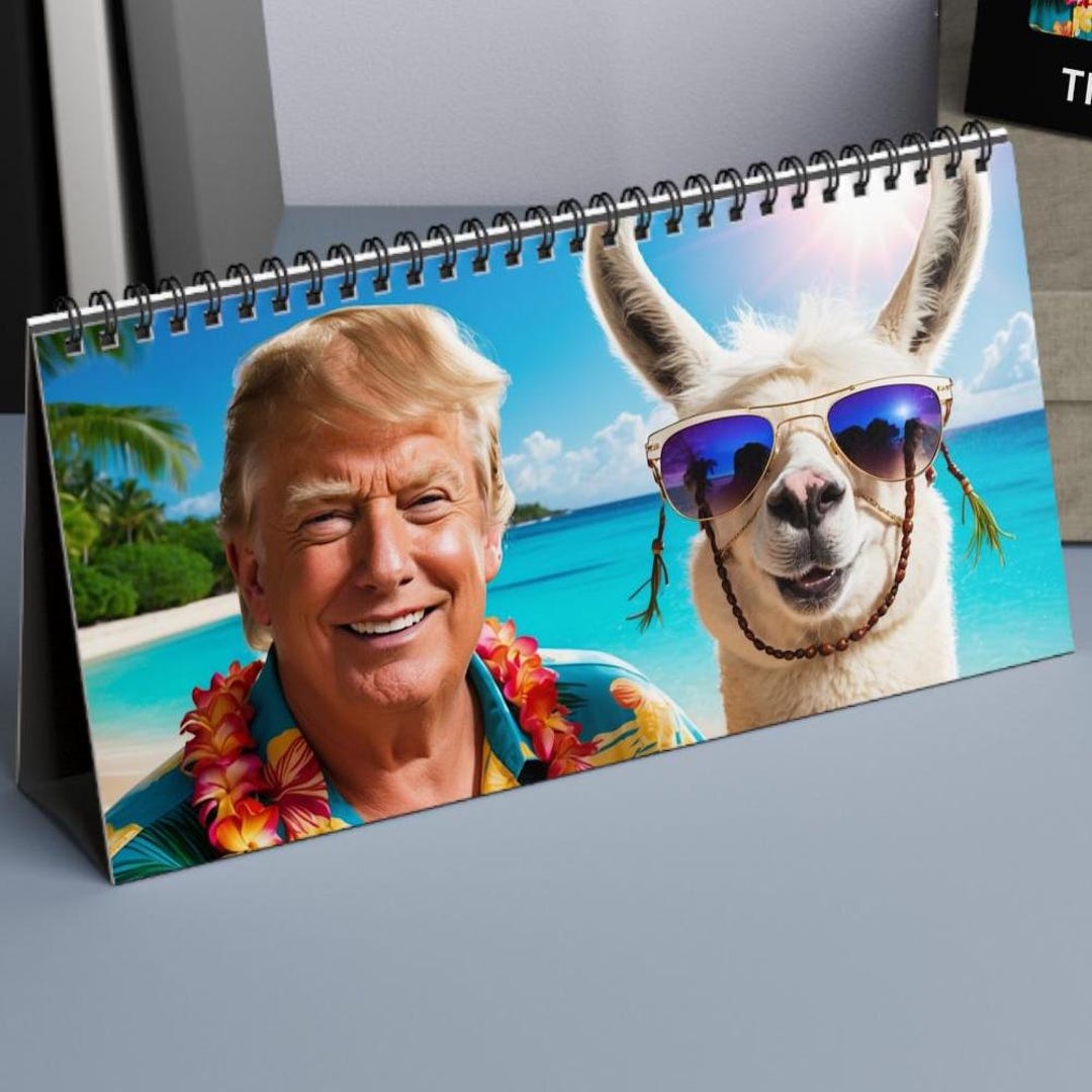 Funny Trump and Llama 2025 Calendar, MAGA Desktop Calendar, Llama Lover ...