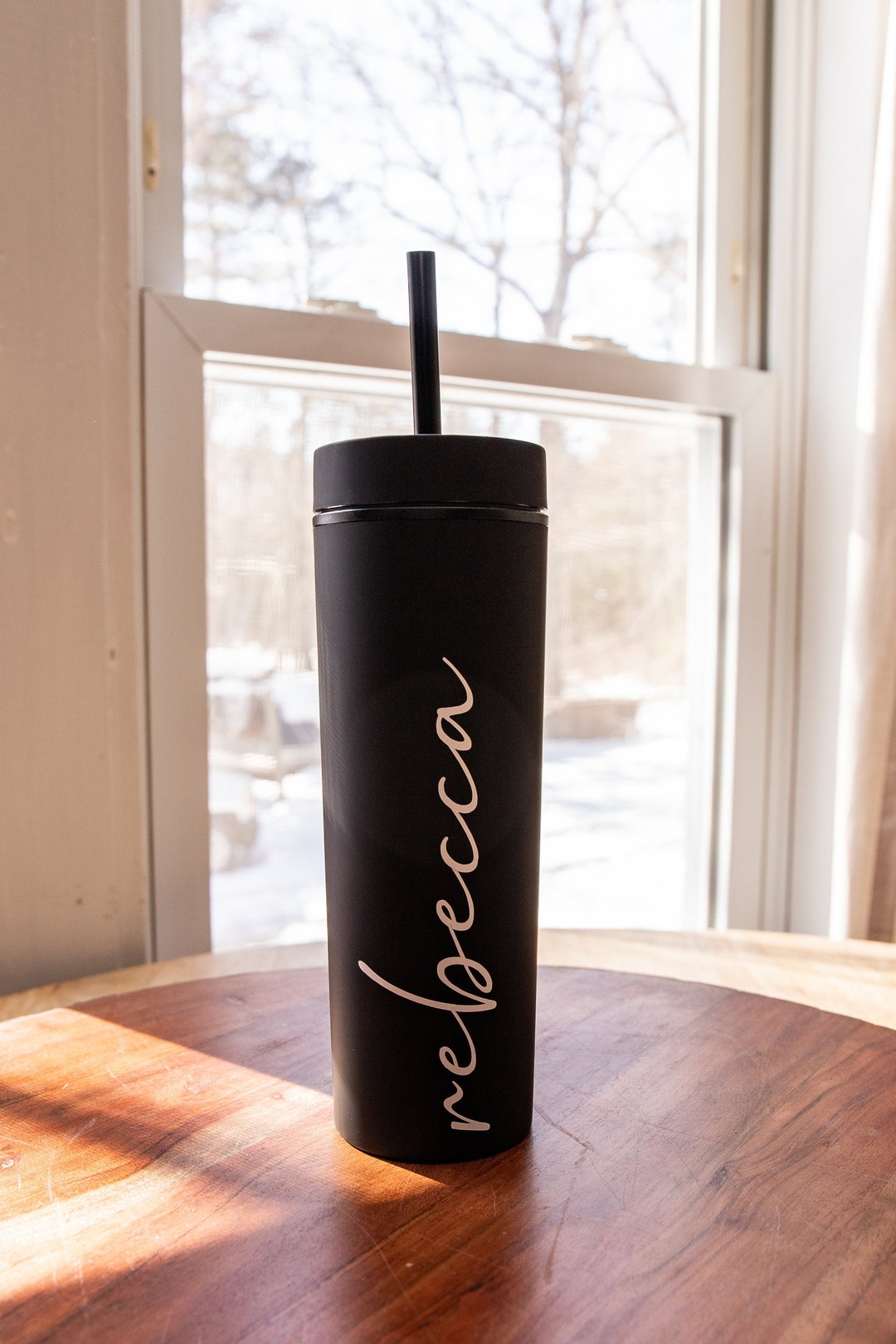 Personalized Tumblr, Tall and Thin With Lid and Straw - Etsy