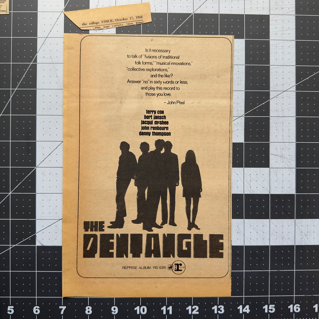 The Pentangle - Original Record Release Ad 1968 October - Village Voice - Bert Jansch - Etsy