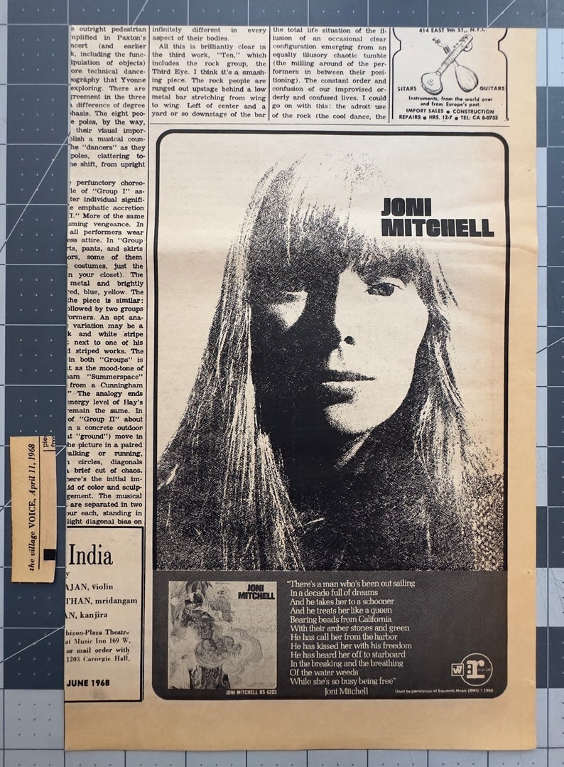 Joni Mitchell - Original Debut LP Album “song to a Seagull” Release Ad ...