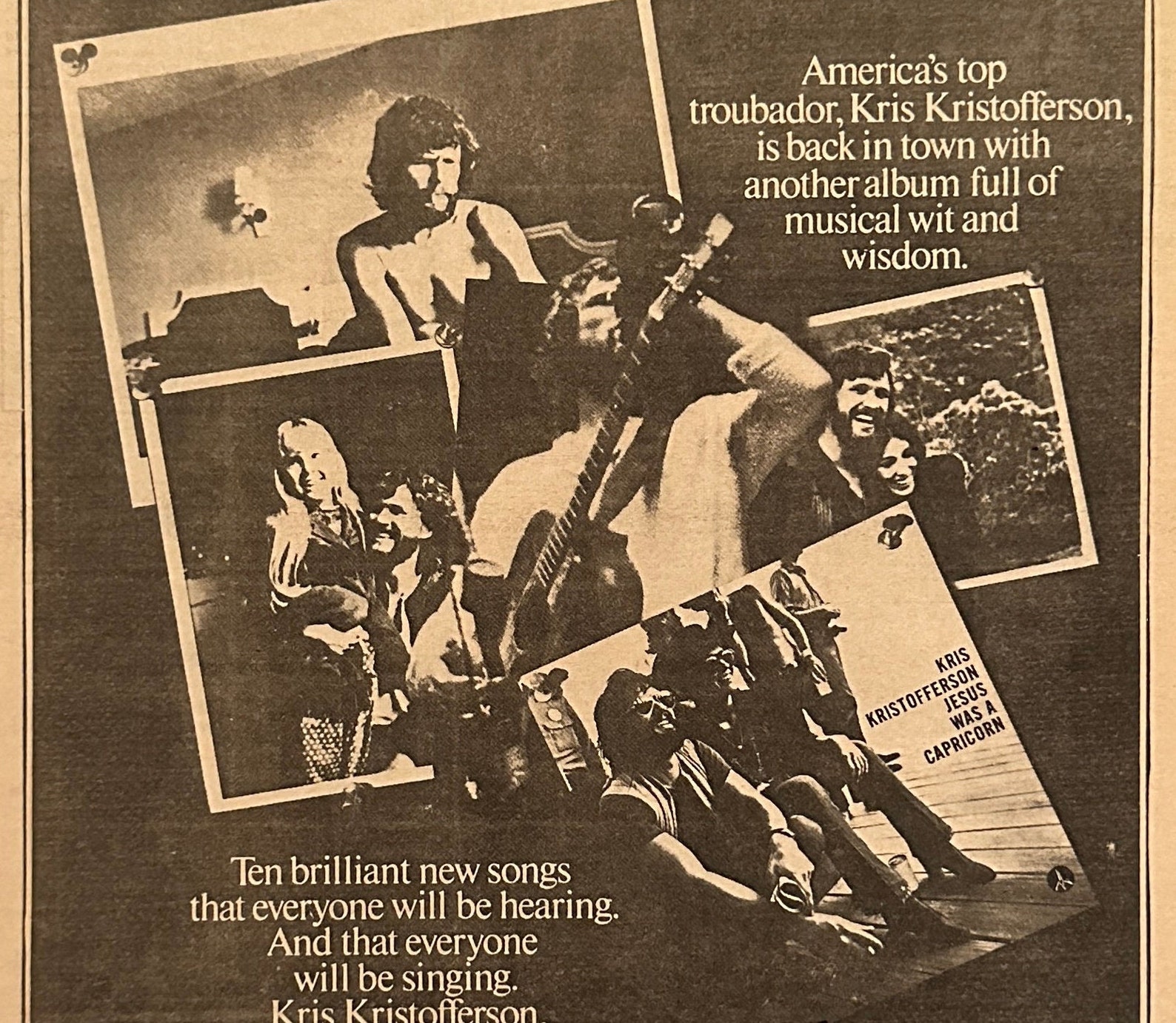 Kris Kristofferson Original Record Release Ad 1972 November "jesus Was ...