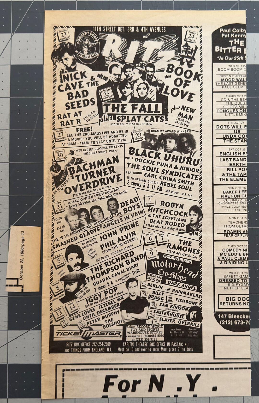The Ritz 1986 Original Concert Ad - Nick Cave, John Prine, Iggy Pop ...
