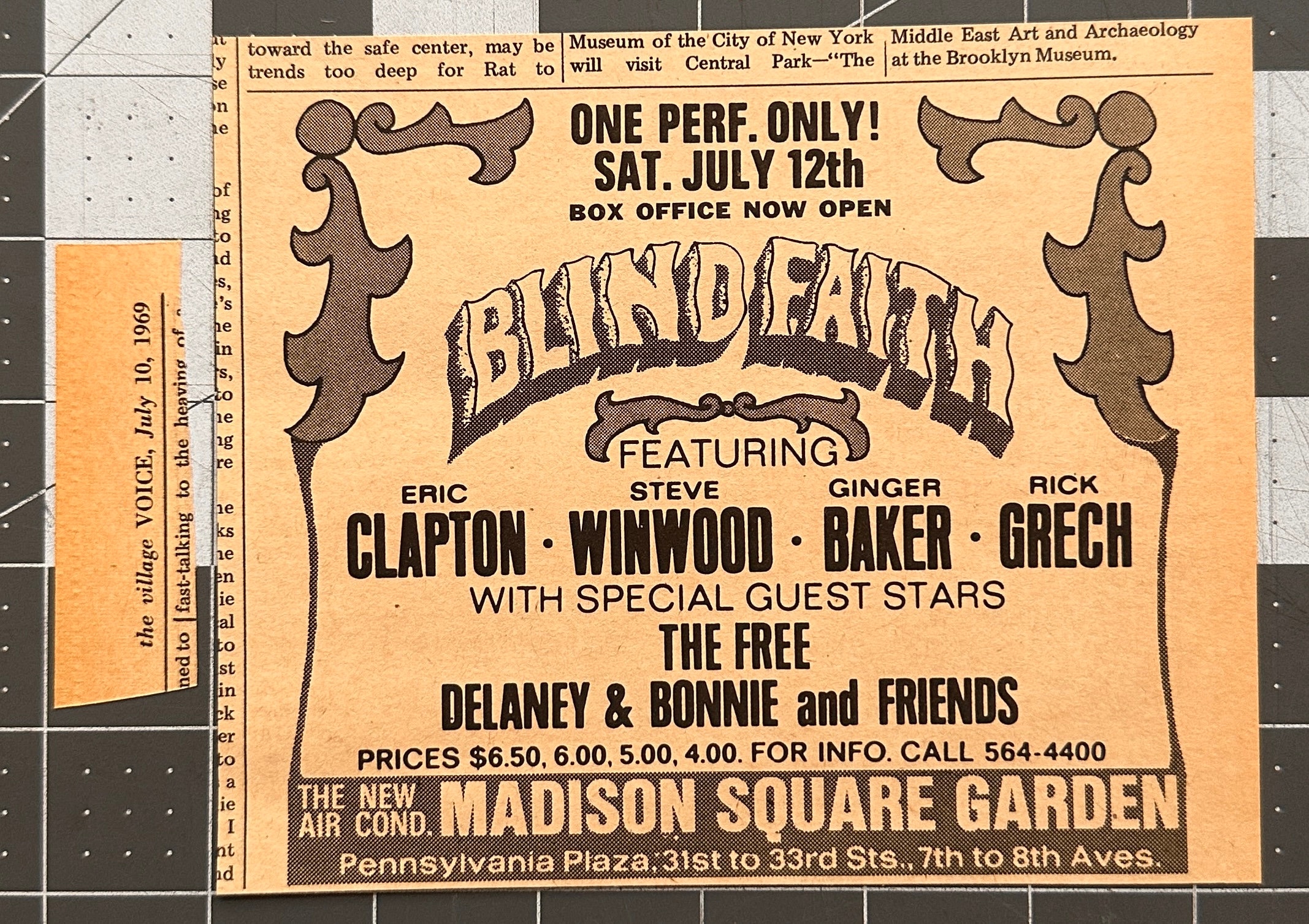 Blind Faith Original Concert Ad July 1969 Madison Square - Etsy