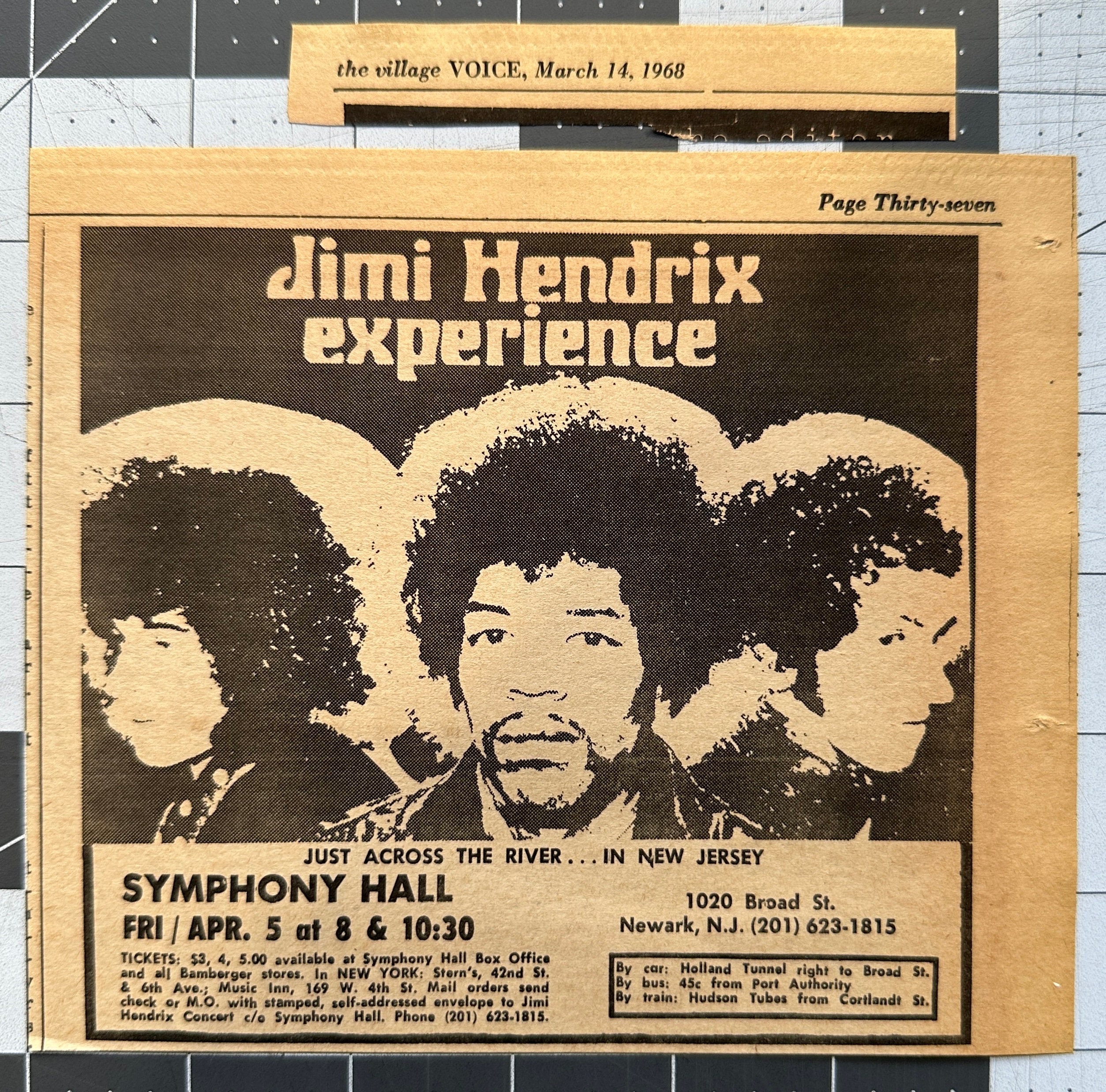 Jimi Hendrix Experience - Original Concert Ad - 1968 April 5 - Symphony ...