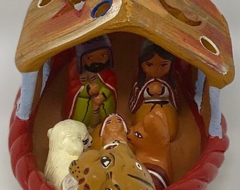 Peruvian Clay Nativity Canoe Mary Joseph & Baby Jesus - Etsy