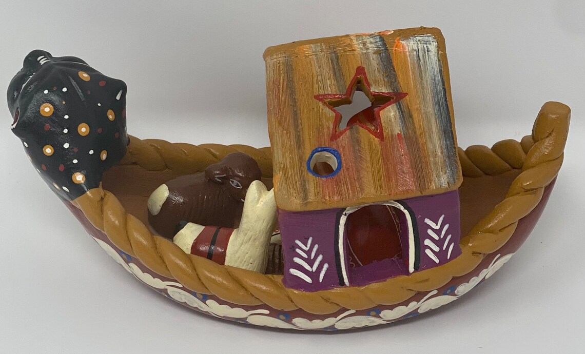 Peruvian Clay Nativity Canoe Mary Joseph & Baby Jesus - Etsy