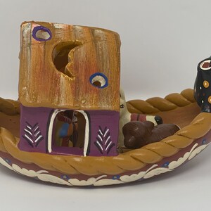 Peruvian Clay Nativity Canoe Mary Joseph & Baby Jesus - Etsy