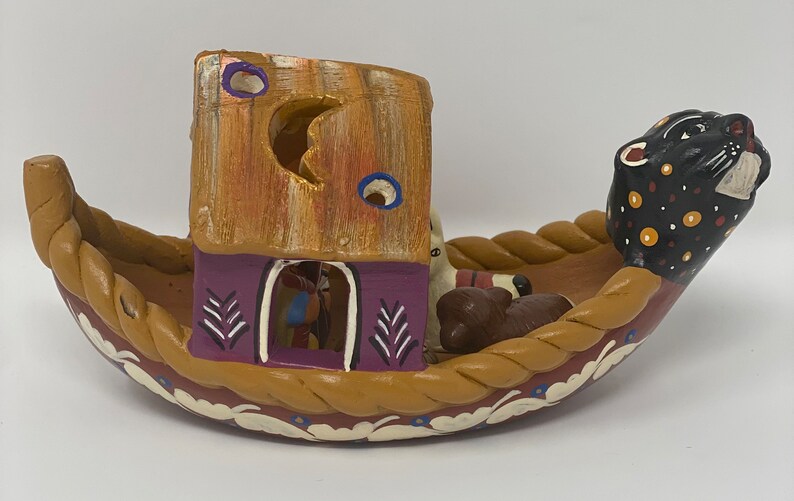 Peruvian Clay Nativity Canoe Mary Joseph & Baby Jesus - Etsy