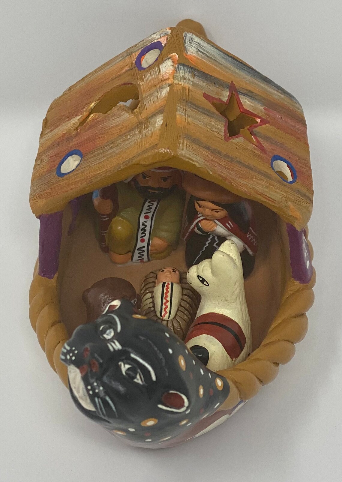 Peruvian Clay Nativity Canoe Mary Joseph & Baby Jesus - Etsy