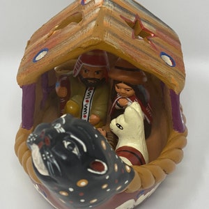 Peruvian Clay Nativity Canoe Mary Joseph & Baby Jesus - Etsy