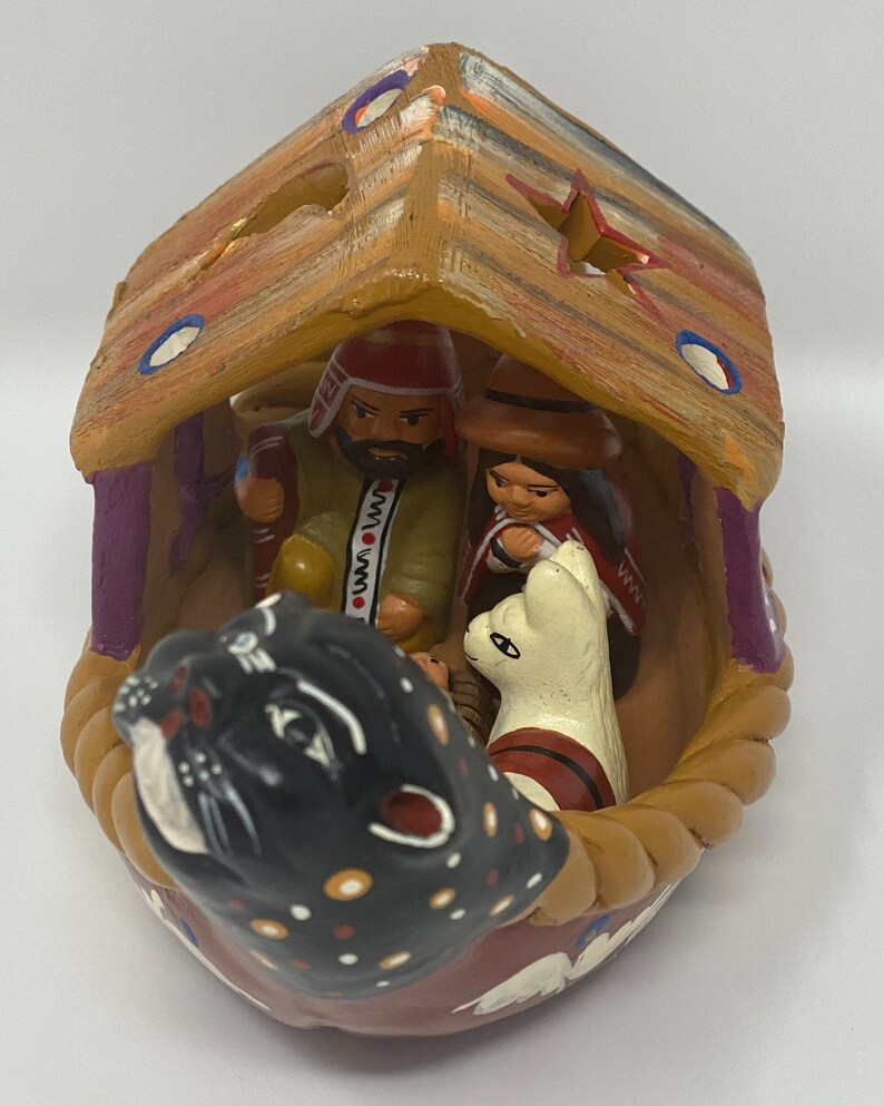 Peruvian Clay Nativity Canoe Mary Joseph & Baby Jesus - Etsy