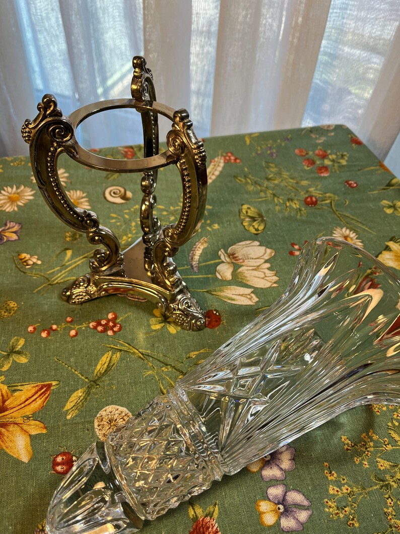 Vintage Godinger Crystal Vase With Silver-plate Three Legged Holder - Etsy