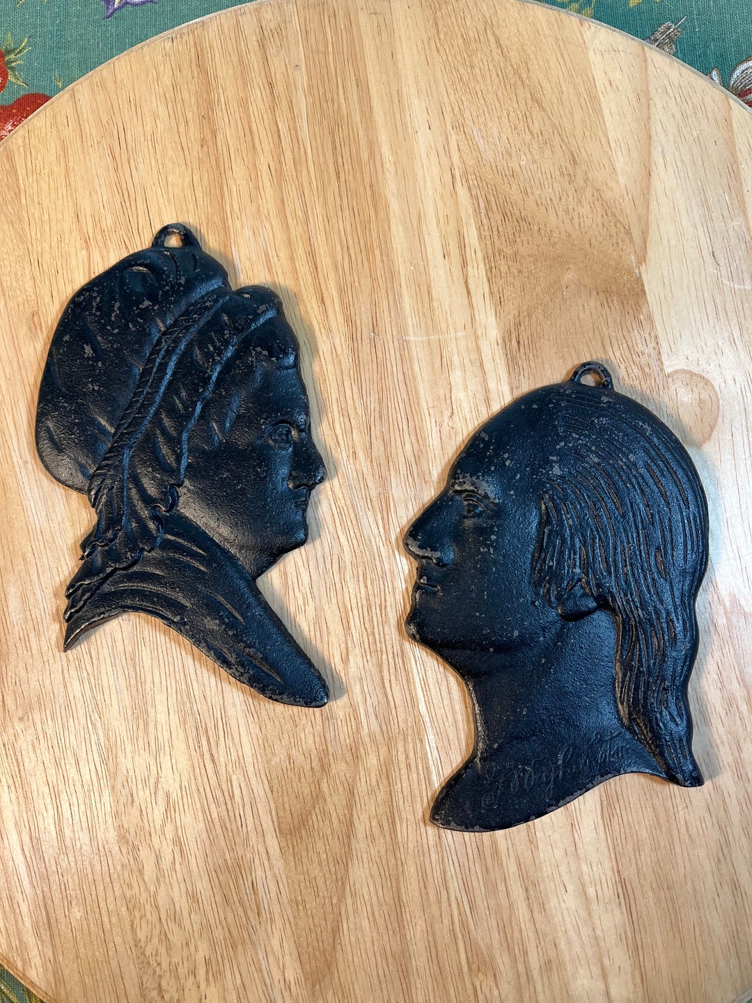 Cast Iron George & Martha Washington Plaques - Etsy