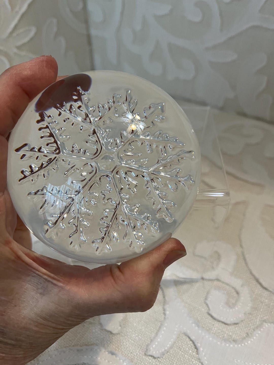 Clear Glass Snowflake Paperweight - Etsy