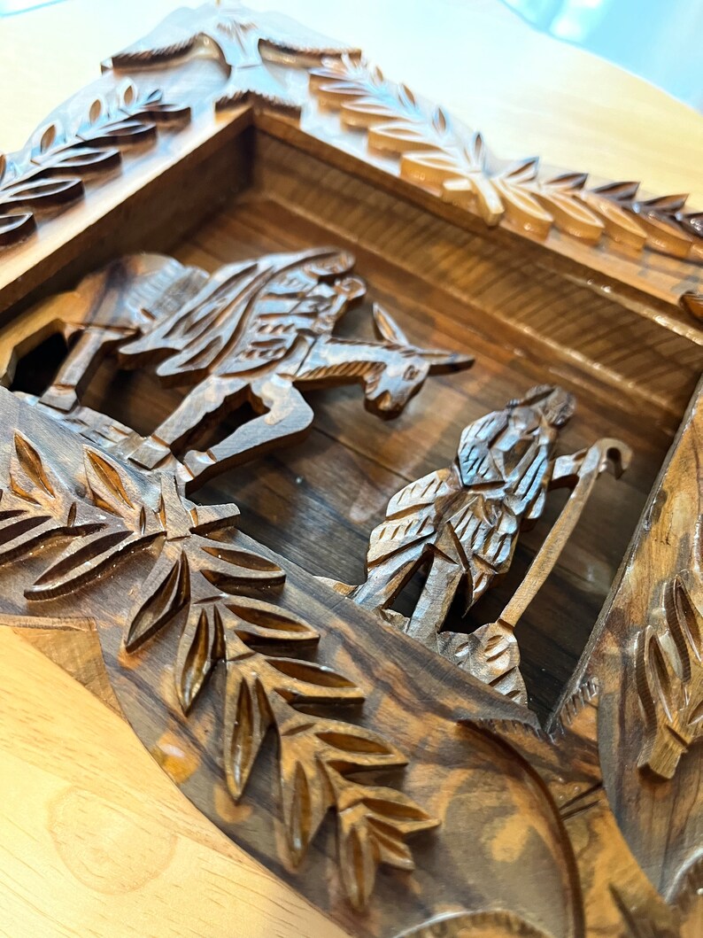Hand Carved Shadow Box Mary Joseph Jesus - Etsy
