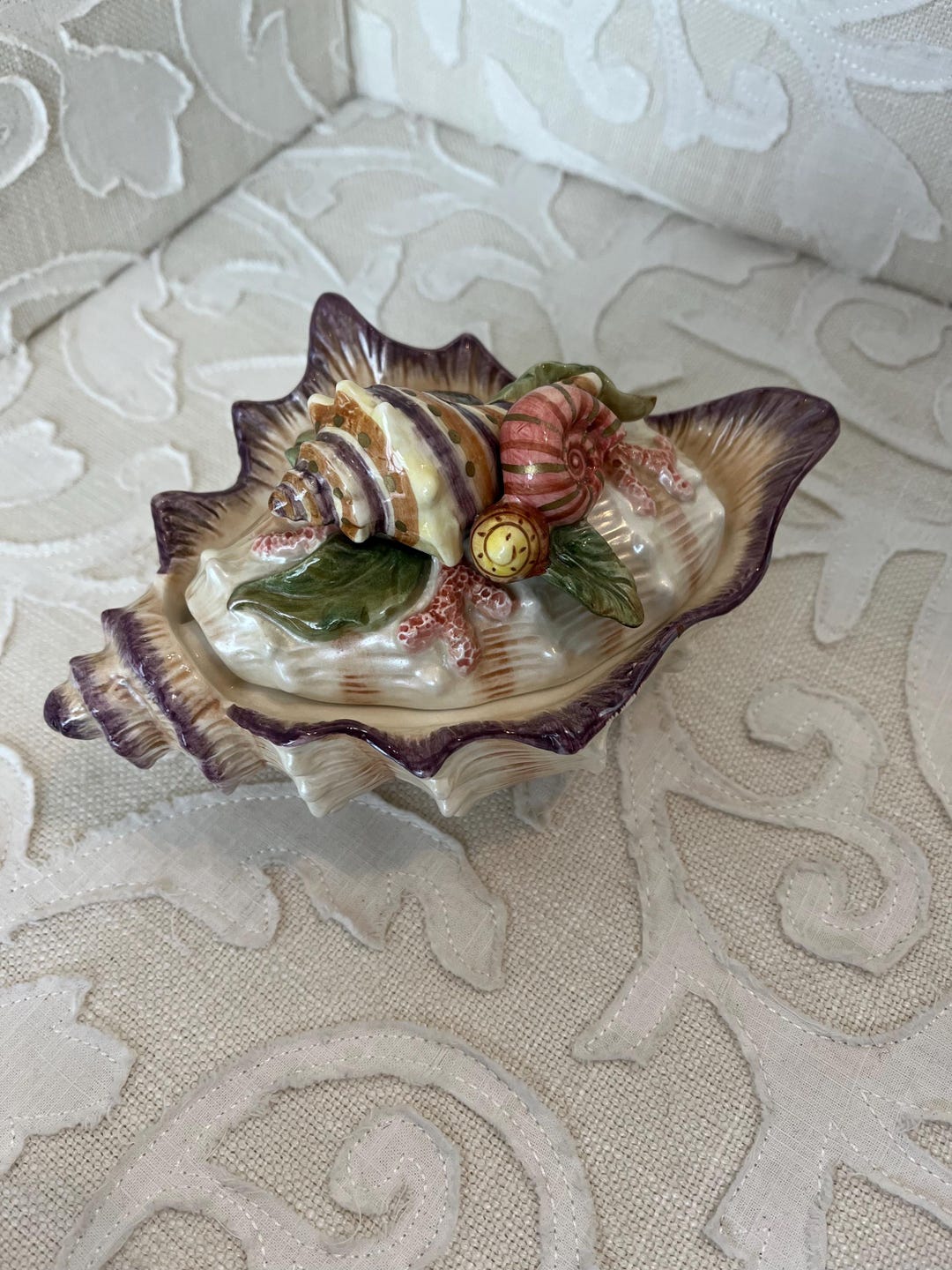 Fitz & Floyd Vintage Seashell Dish With Lid - Etsy