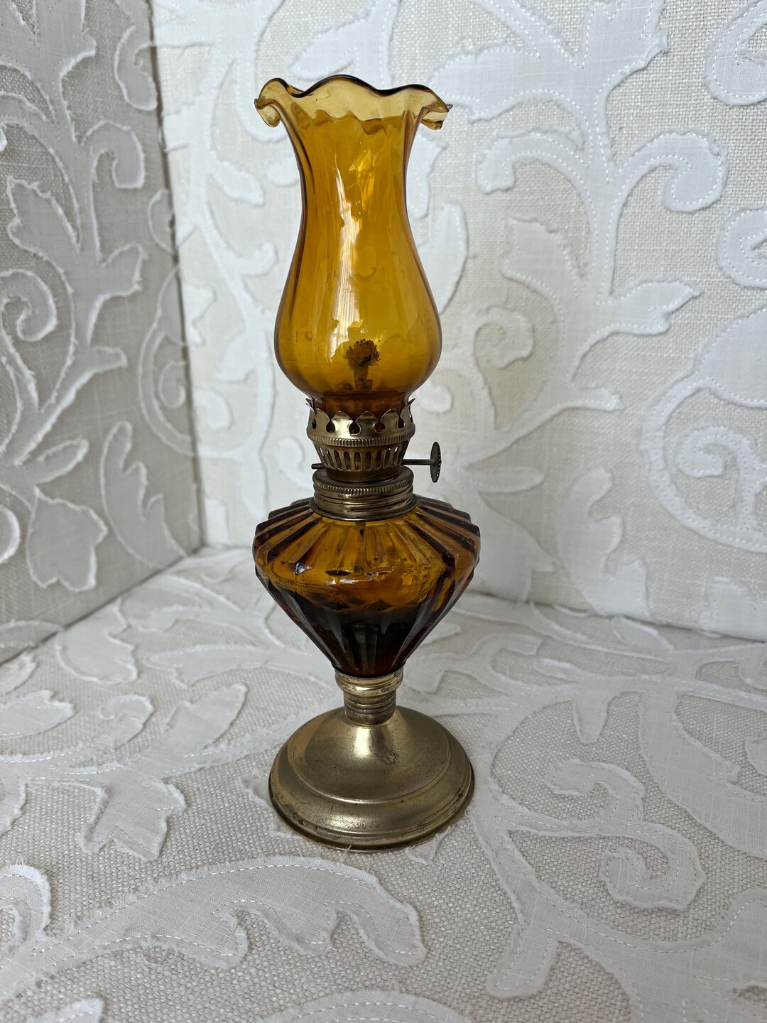 Amber Glass Miniature Oil Lamp Vintage - Etsy