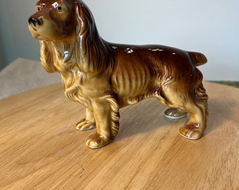 Vintage Ceramic Spaniel Dog Figurine, Sweet Face, Brown Red, 7 X 8 ...