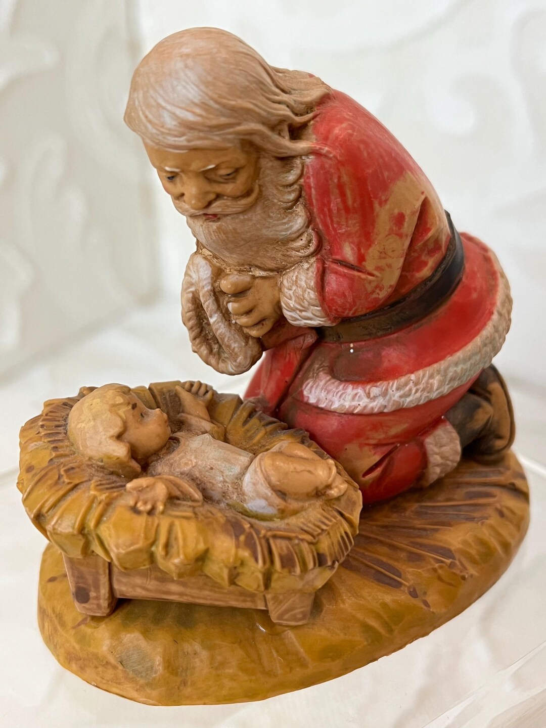 Vintage 1984 Italian Santa Kneeling Over Baby Jesus Figurine - Etsy