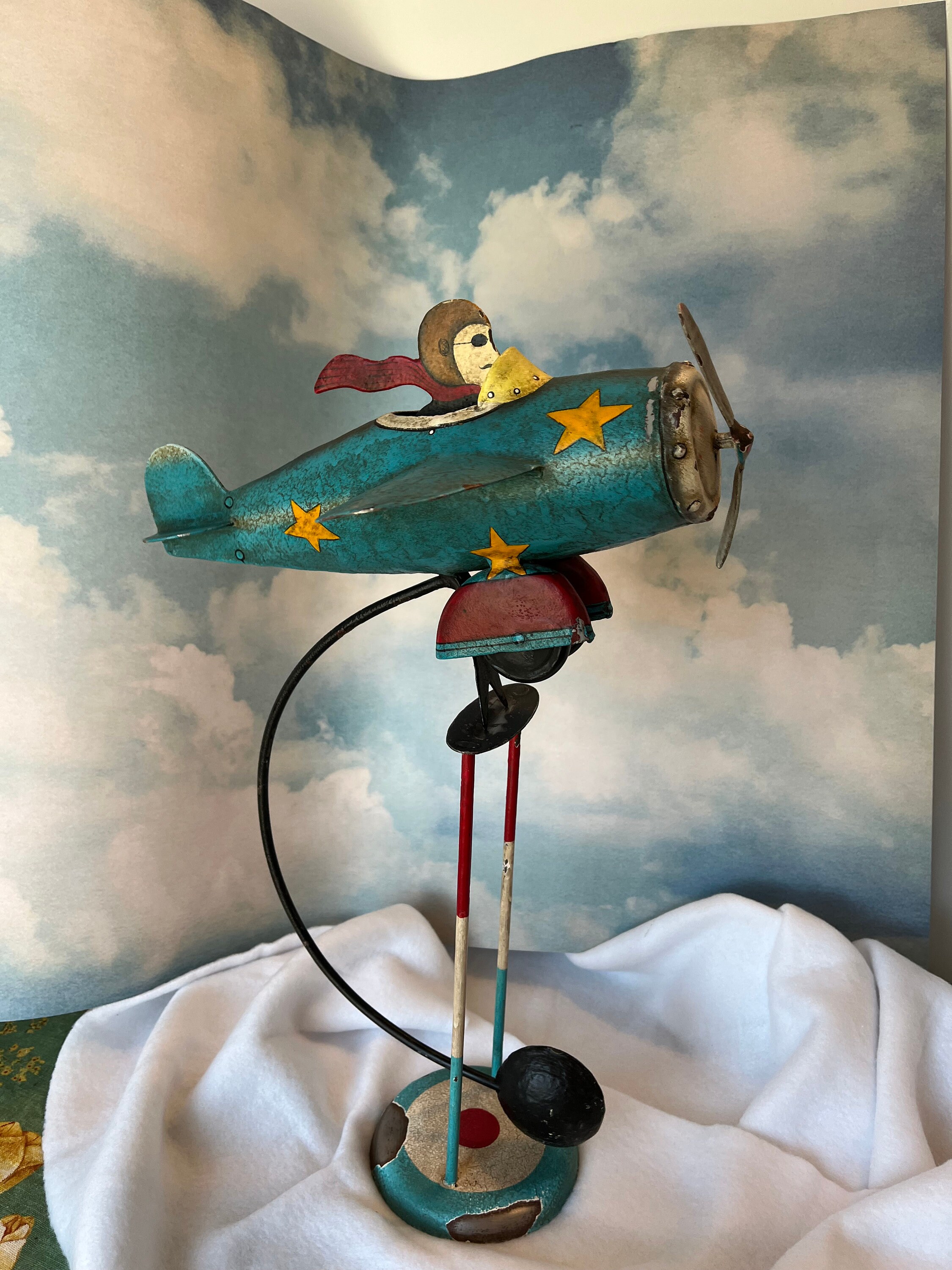 Vintage Airplane and Pilot Metal Balancing Toy Kinetic Teeter Toy - Etsy