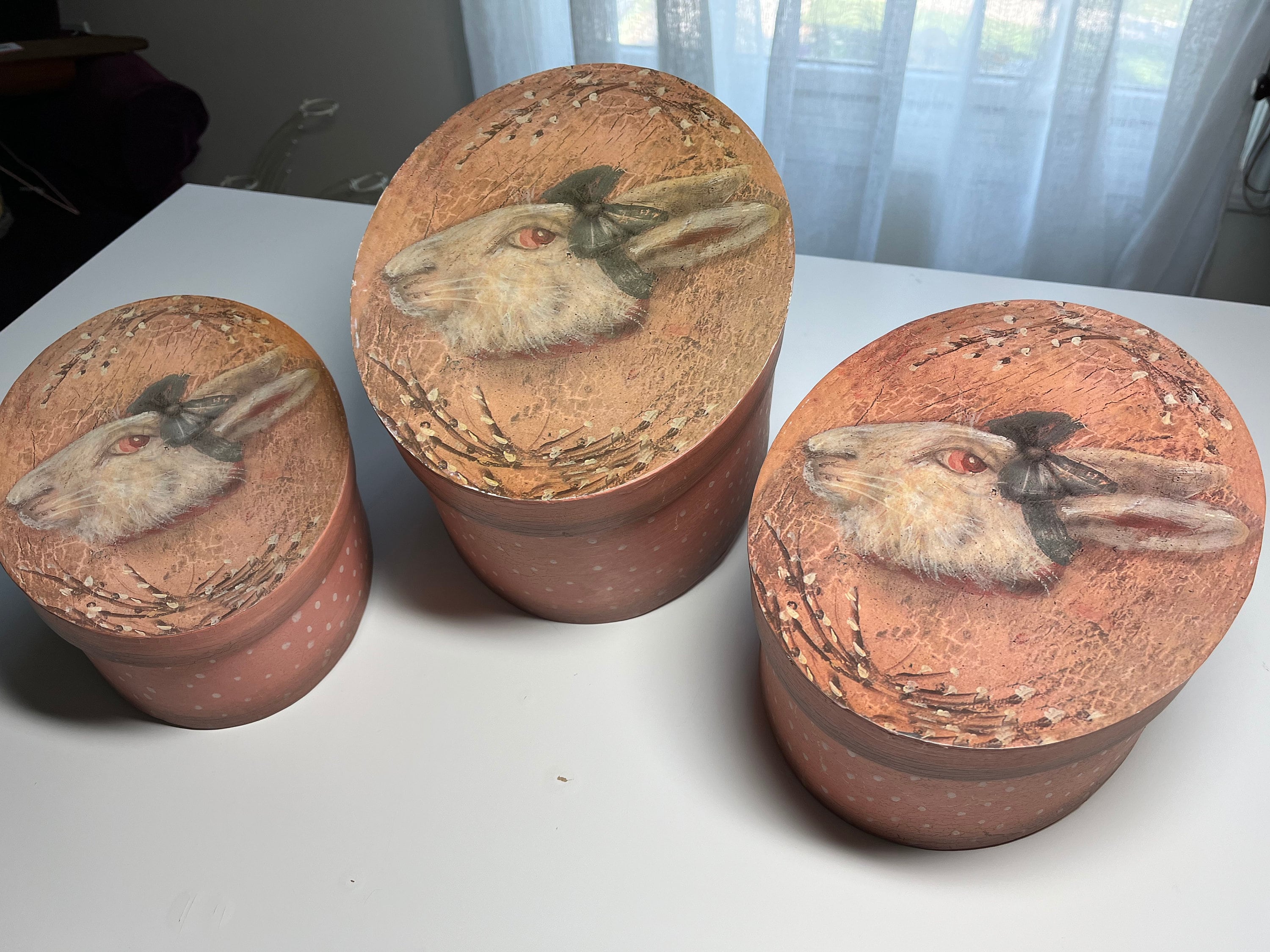 Vintage Rabbit Oval Nesting Boxes Set of Three - Etsy