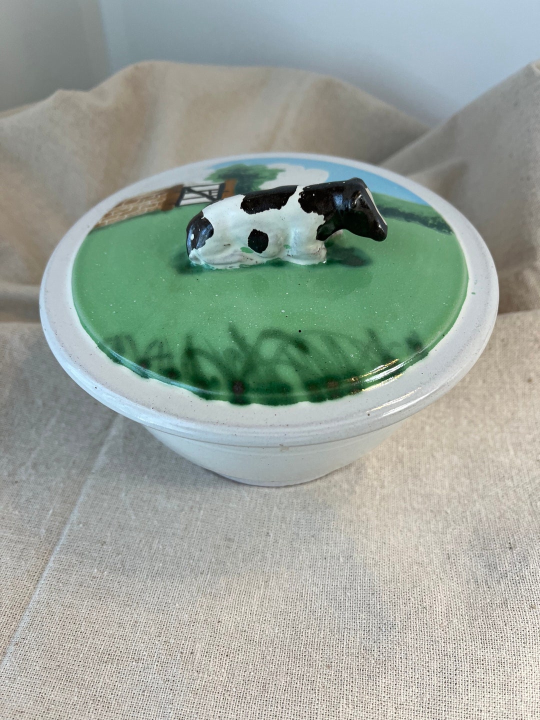 Hand Thrown Ceramic Cow Bowl With Lid - Etsy