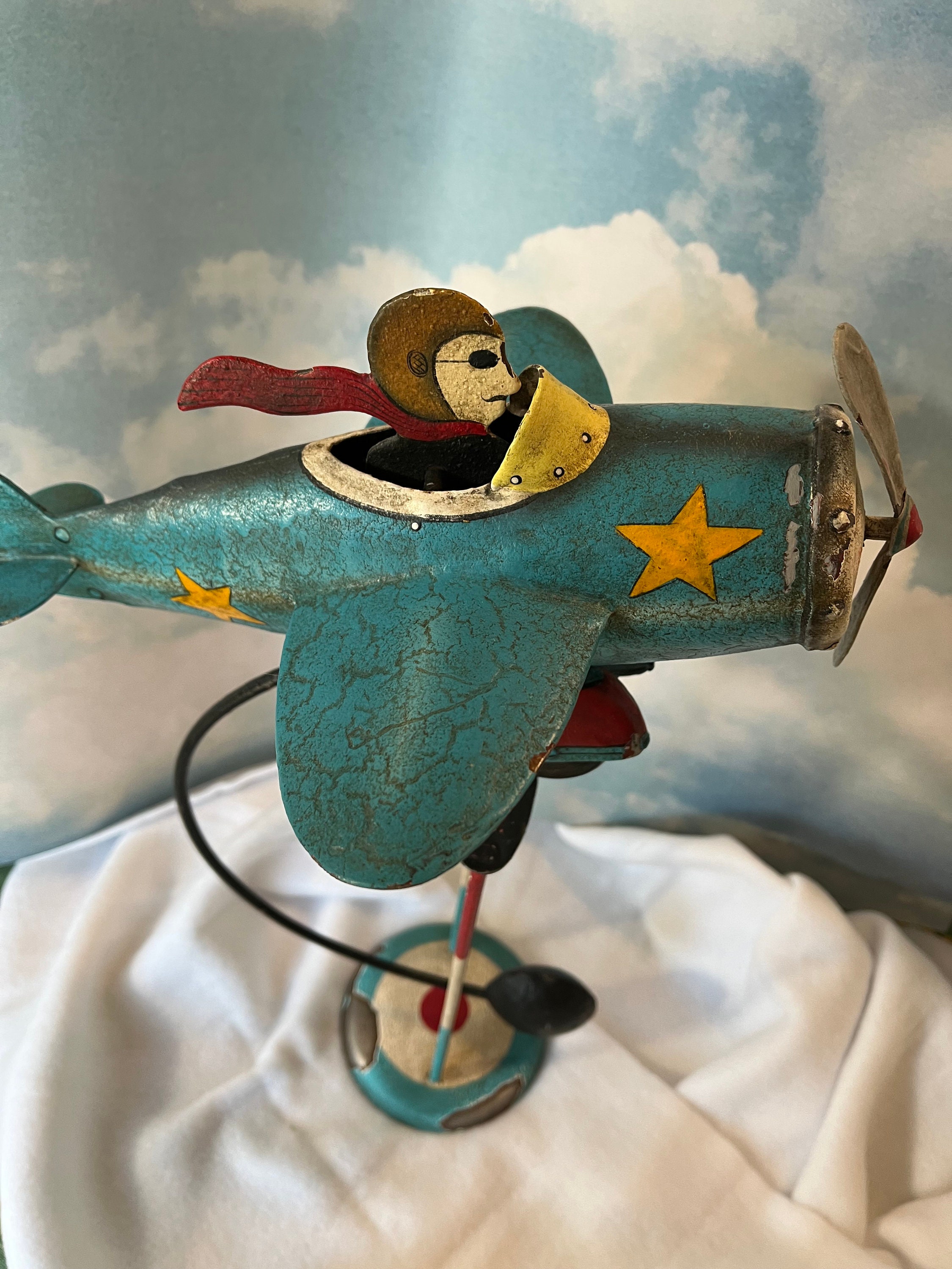 Vintage Airplane and Pilot Metal Balancing Toy Kinetic Teeter Toy - Etsy