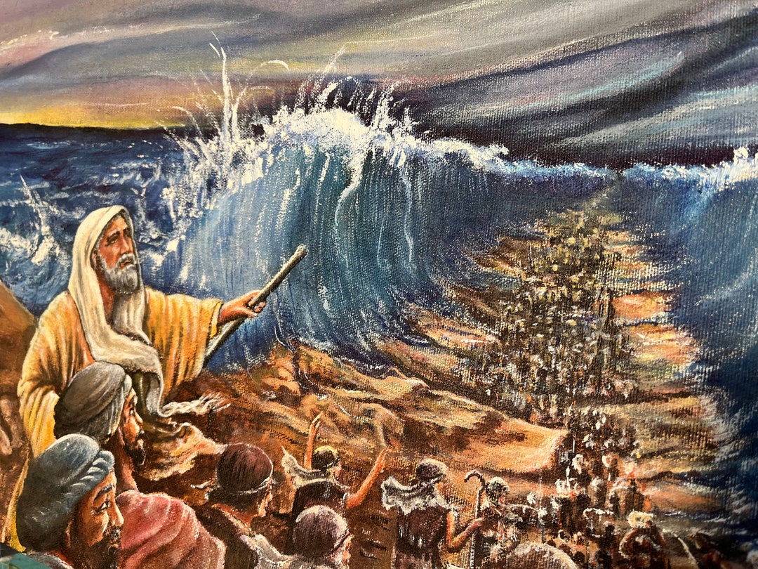 ORIGINAL Painting Moses Parting the Red Sea - Etsy