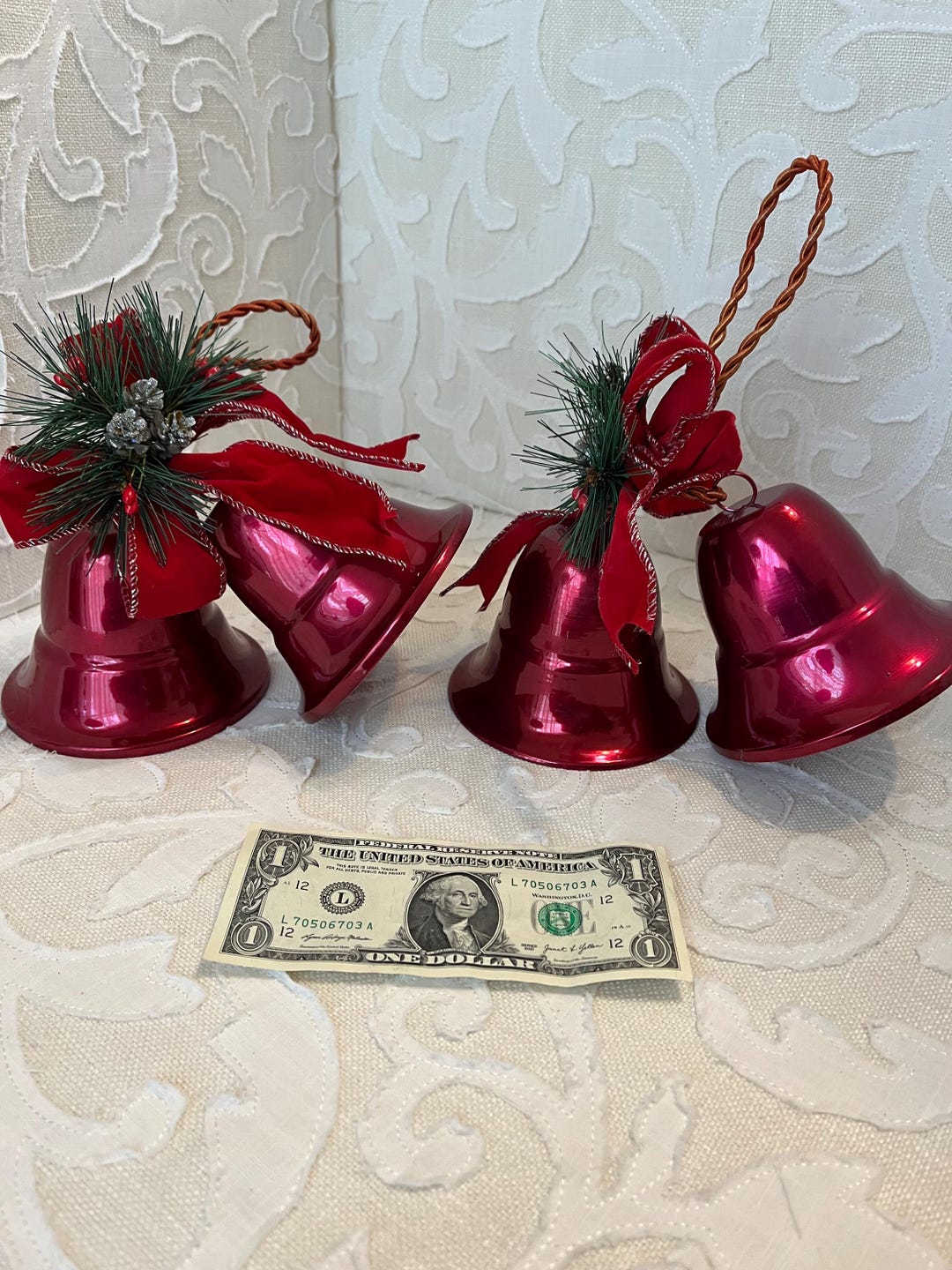 TWO Sets of TWO Vintage Metal Red Bells - Etsy