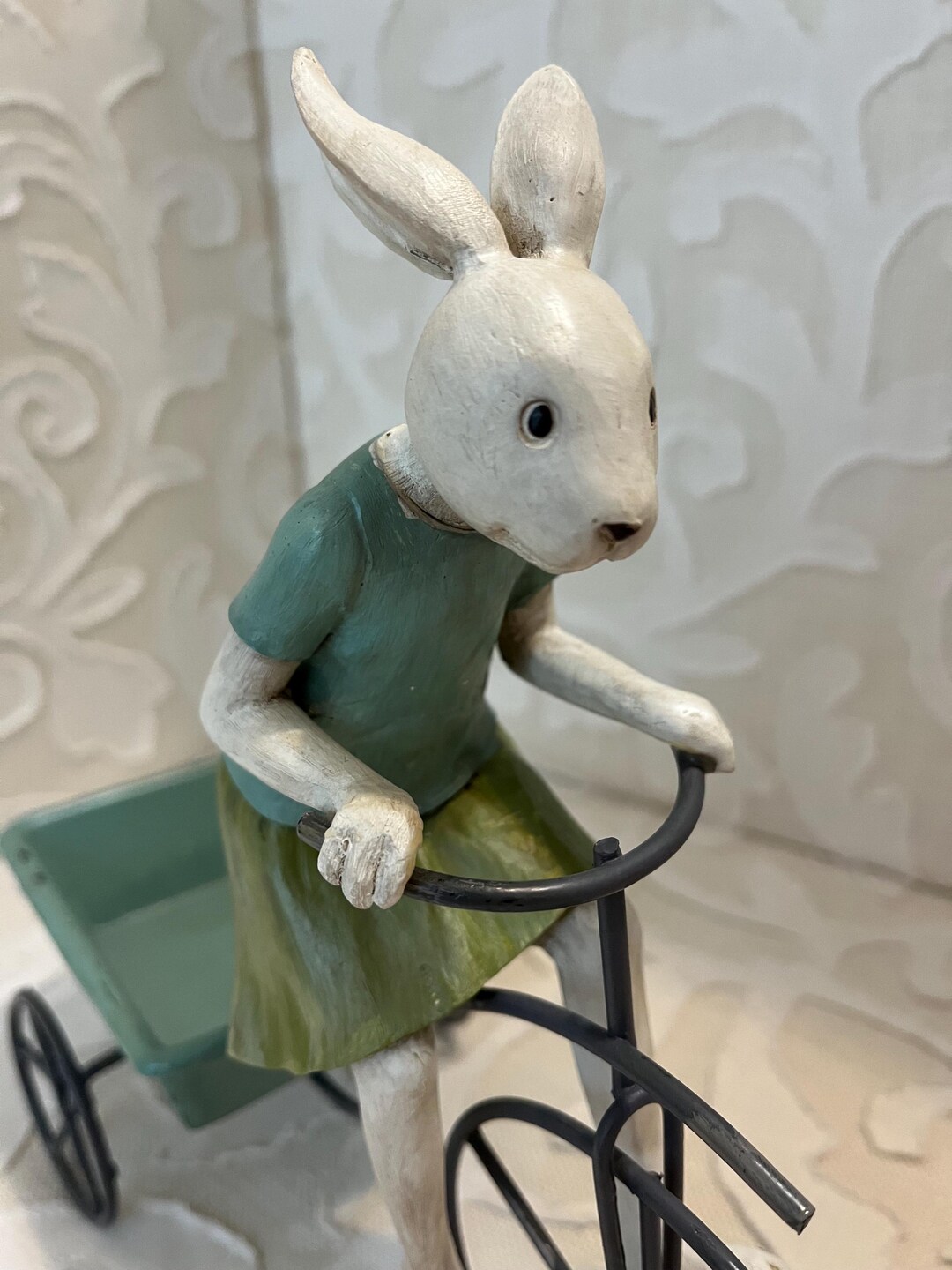 Bunny Rabbit Riding Bike Pulling Cart - Etsy