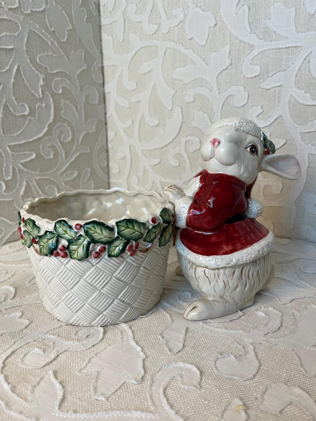 Fitz and Floyd Christmas Bunny Planter - Etsy