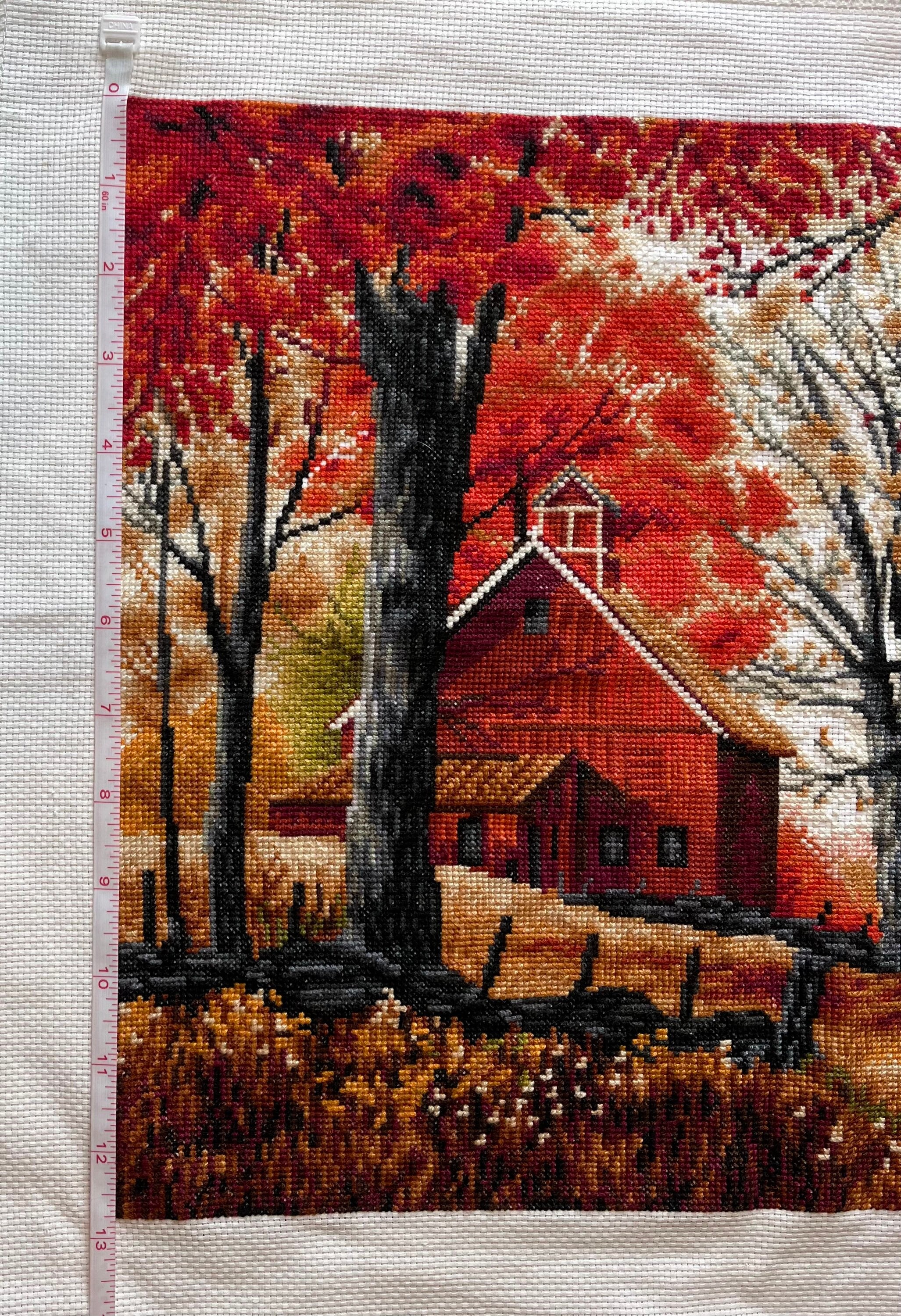 Fall Foliage Barn Country Amish Counted Cross Stitch - Etsy