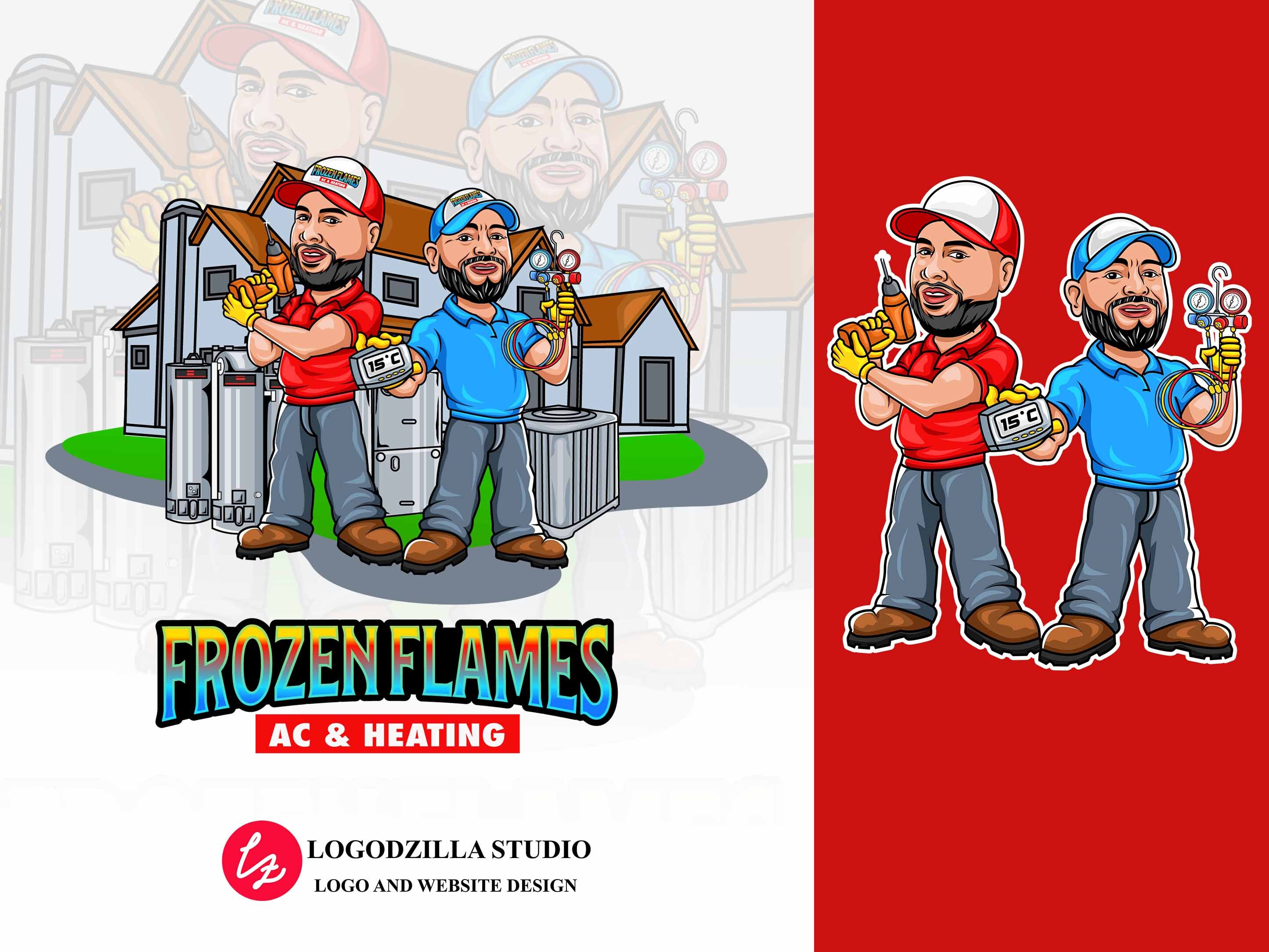 Logo CVC, climatisation et chauffage, logo Carachter, plomberie, logo ...