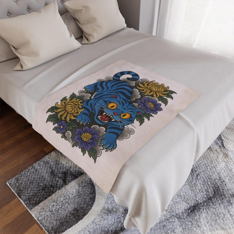Kpop Demon Hunters Demon Cat Minky Blanket | Derpy Cat Tattoo Style - Etsy