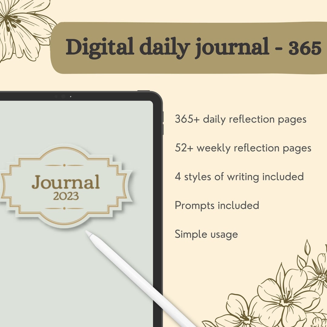 365 Days | Simple Daily Digital Journal | Simple Style | Minimalist - Etsy