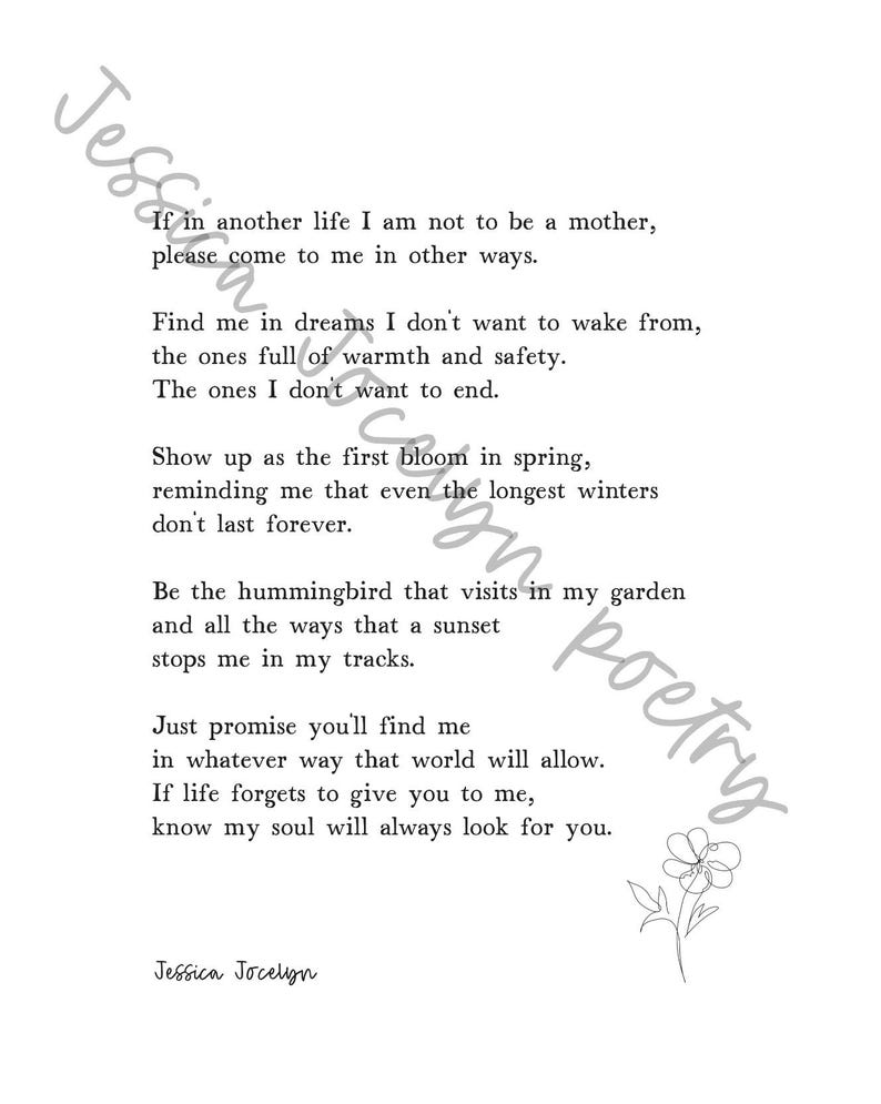 If I Am Not to Be a Mother Poem - Etsy