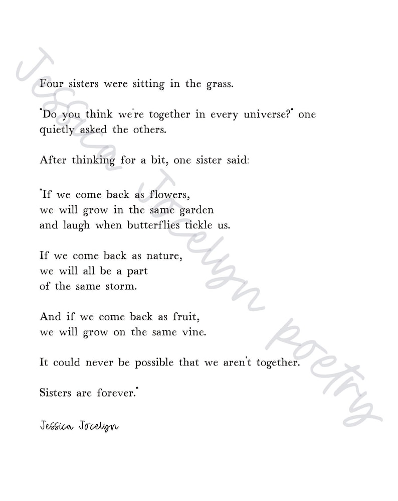 Sisters Are Forever Poem for 4 Sisters No Artwork - Etsy
