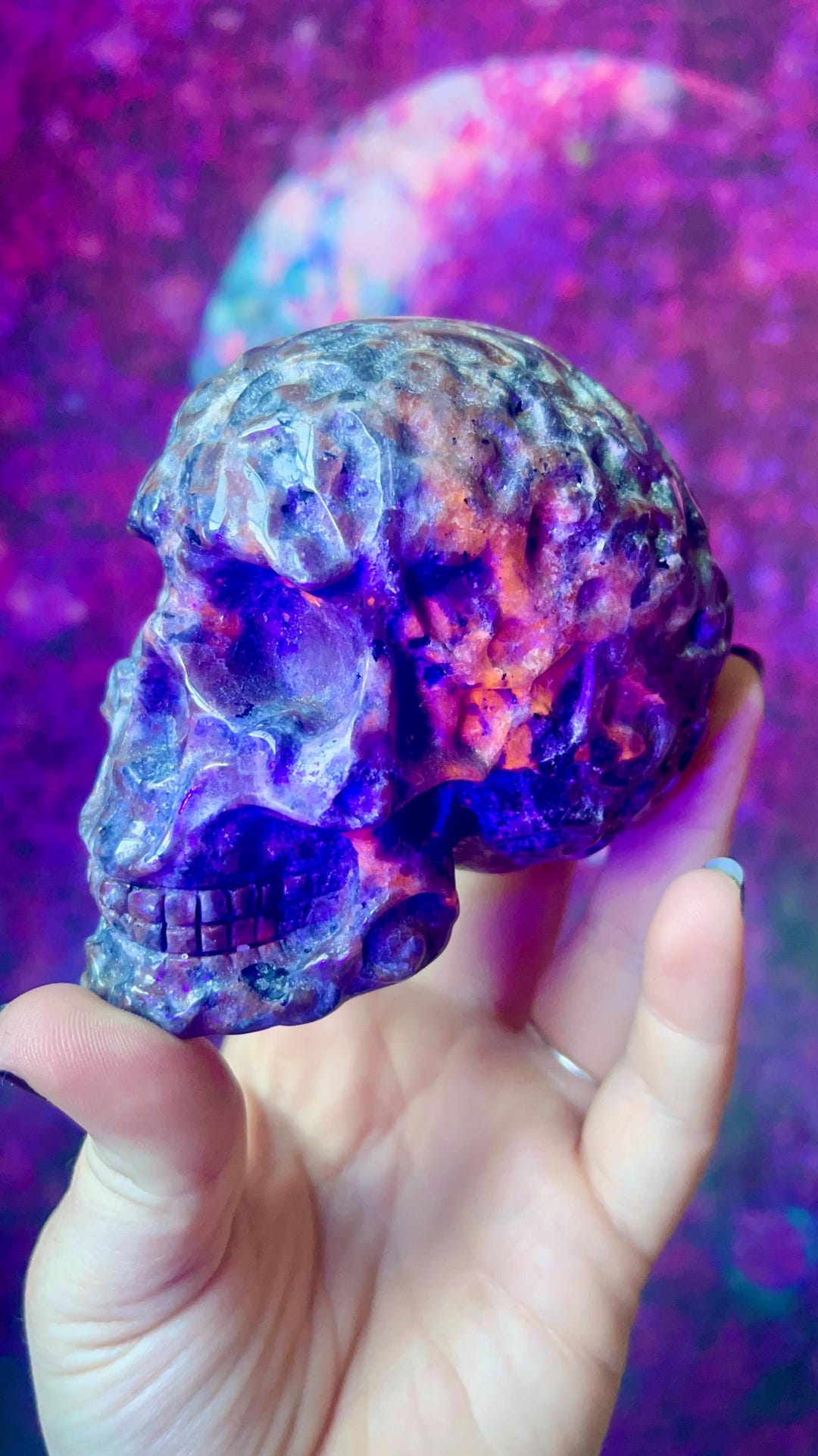UV Reactive Yooperlite Sugar Skull - Etsy