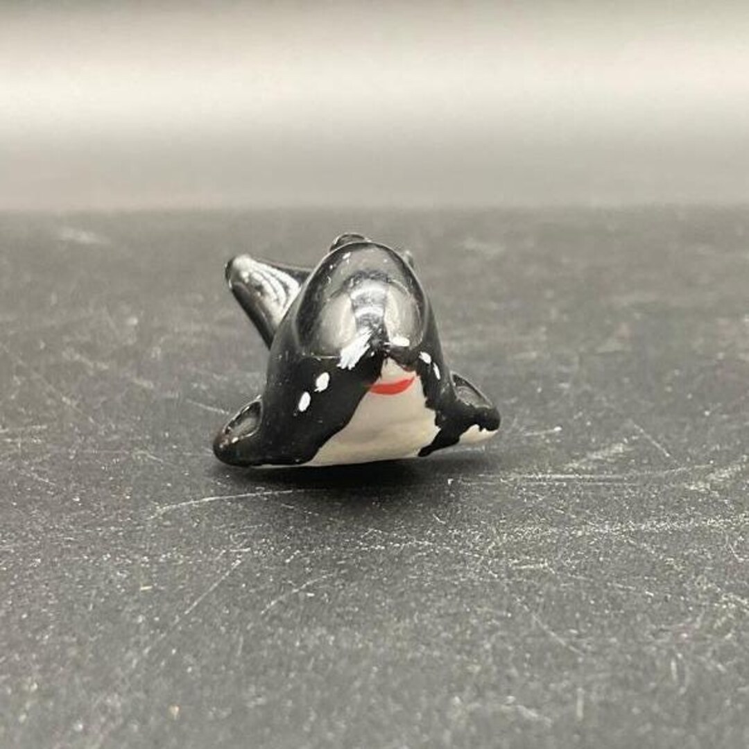 Vintage Japan Ceramic Orca Figurine Handpainted Black Whale Miniature ...