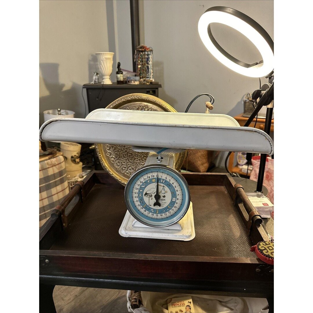 Vintage Baby Scale stork Table Top Nursery Model Prop Photo Booth ...