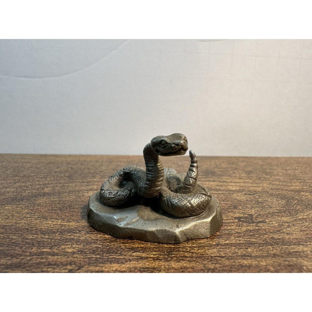 Vintage Striking Rattle Snake Reptiles Rawcliffe Fine Pewter Figure 1.5 ...