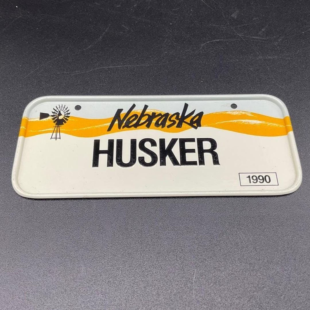 Vintage Nebraska Husker License Plate Souvenir Tag 1990 Metal Desk ...