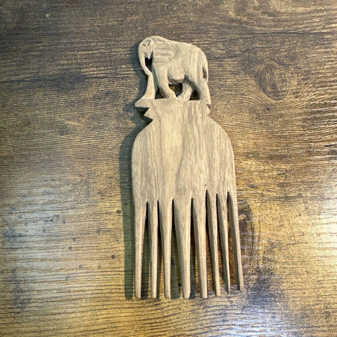 Vintage African Hand Carved Wooden Hair Comb Wall Decor Elephant - Etsy