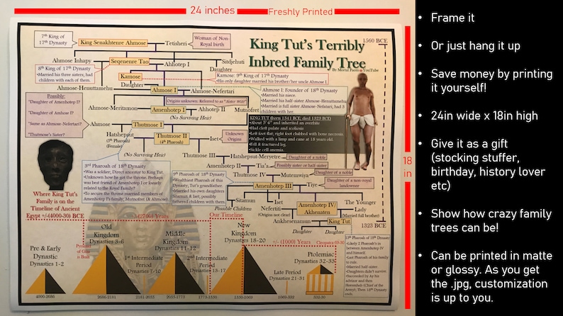 King Tut's Inbred Family Tree Poster 24 X 18 by Mortal Faces - Etsy Canada
