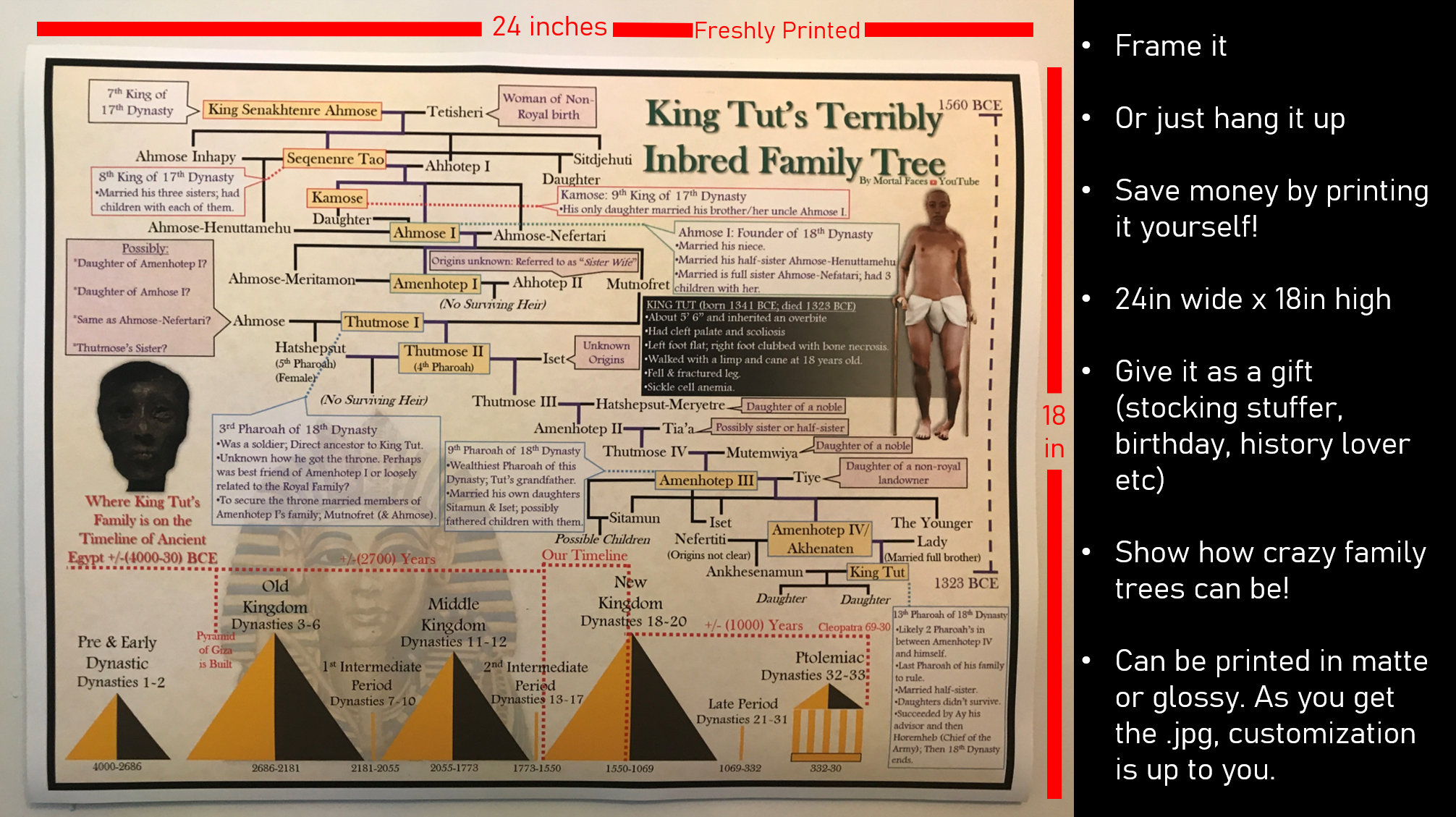 King Tut's Inbred Family Tree Poster 24 X 18 by Mortal Faces - Etsy